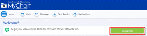 MyChart Video Visit How-To - Saint Francis Healthcare System